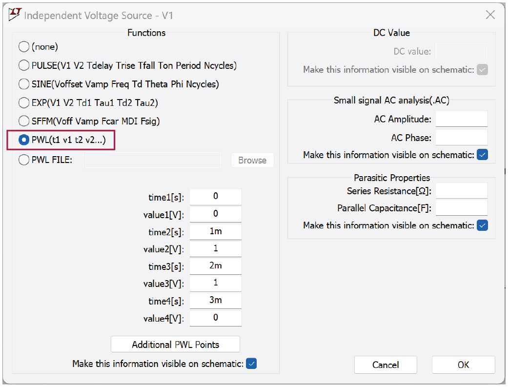 LTspice How-to: Defining Piecewise Linear Functions